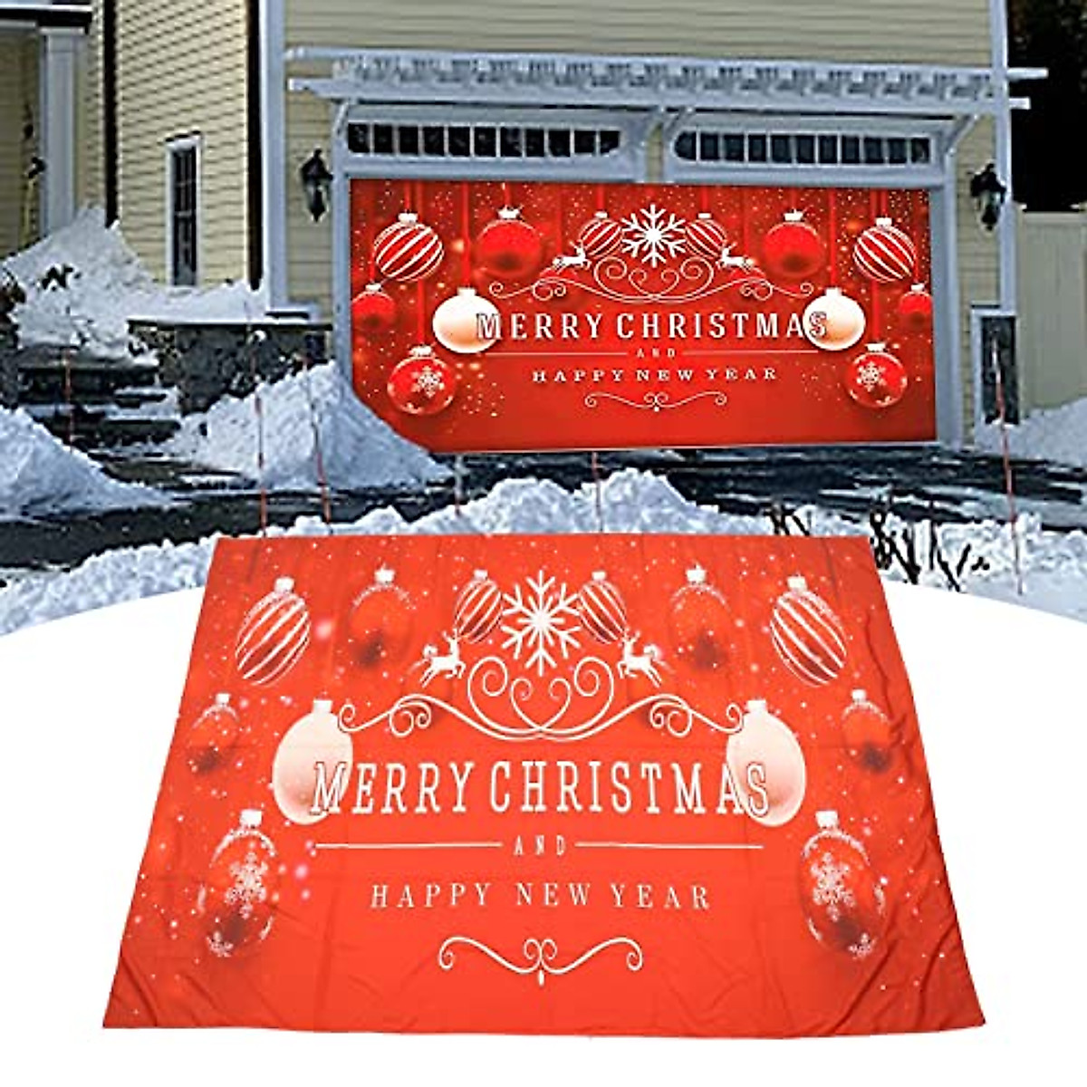 CHICIRIS Christmas Door, Polyester Material Light Weight Foldable Portable Garage Door for Backdrops (400 * 180cm)