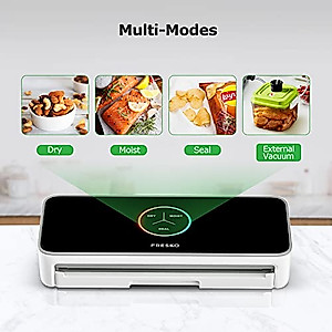 FRESKO Full Automatic Vacuum Sealer Machine for seal a meal, LED Touch Food Sealer with Bags, ETL Certified (White)