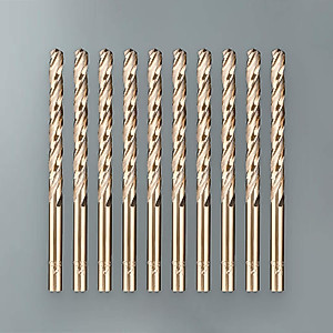 Lichamp 1/4" HSS Cobalt Drill Bits 10PCS with Three Flute for Hard Metal, Hardened Stainless Steel and Cast Iron