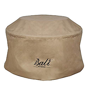 BALI OUTDOORS 32 Inch Fire Pit Round Cover Column, Heavy Duty, Waterproof and Weather Resistant Oxford Fabric Cover, Brown