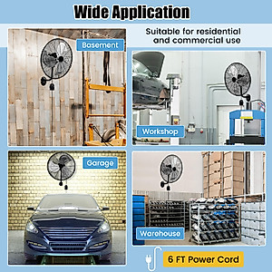 Tangkula 20 Inch Wall Mount Fan with Aluminum Fan Blades, Industrial 3-Speed Oscillating Metal Wall Fan, Heavy Duty Wall Mount Fan for Shop, Commercial, Garage, Warehouse, Workshops & Factory