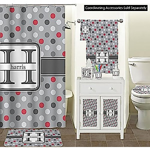 RNK Shops Red & Gray Polka Dots Waste Basket - Single Sided (Black) (Personalized)