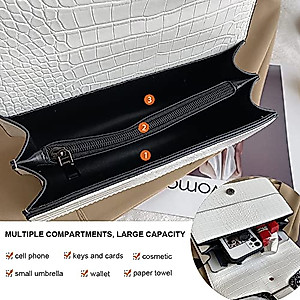 Gxamz Women Crocodile Pattern Leather Crossbody Shoulder Bag Retro Clutch Handbag with Chain Satchel Bag (White)