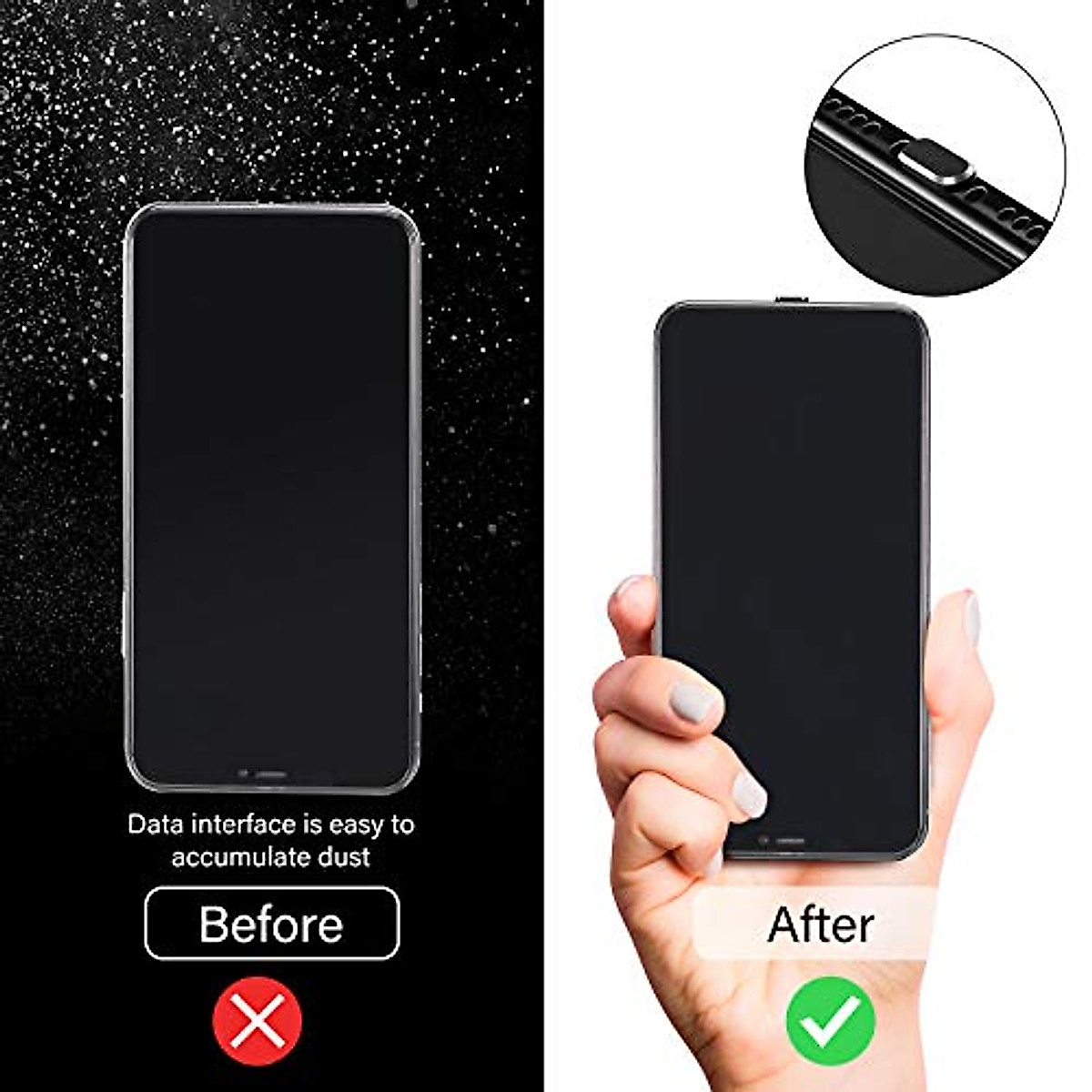 4 Pieces Anti Dust Plugs Compatible with iPhone 11, iPhone 12 Protects Charging Dust Cover Compatible with iPhone 11, 12, Pro, Max/X/XS/XR, 7, 8 Plus, iPad Mini/Air (Black)