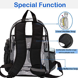 BAJNOKOU Clear Backpack Heavy Duty Pvc Bookbag for School - See Through Transparent Stadium Approved Backpacks for Women Concert Sport Venues Work Travel,Black