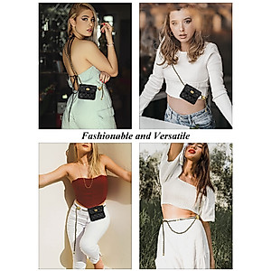 YAMEIZE PU Leather Chain Belt Bag for Women - Crossbody Waist Bag Fanny Pack Detachable Belt Chain Women Evening Mini Handbag