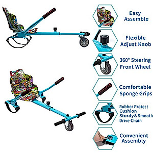 SUNSHINE Hoverboard Kart Seat Attachment Accessory for 6.5" 8" 10" Two Wheel Self Balancing Scooter