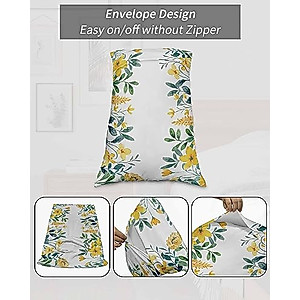 Edwiinsa Summer Tropical Plants Pillow Covers Standard Size Set of 2 20x26 Bed Pillow, Yellow Spring Floral Plush Soft Comfort for Hair/Skin Cooling Pillowcases with Envelop Closure
