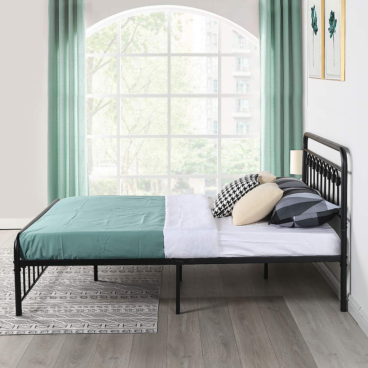 VECELO Classic Metal Platform Bed Frame with Headboard and Footboard Mattress Foundation with Steel Slat Support/No Box Spring Needed/Easy Assembly/Full Size Black