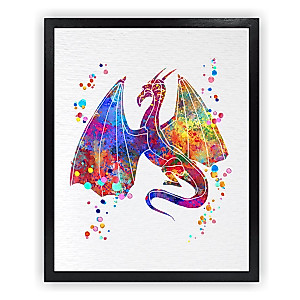 Dignovel Studios 8X10 Unframed Dragon Fantasy Medieval Watercolor Art Print Poster Wall Art Office Home Decor DN538