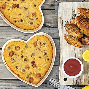 Keponbee Heart Bowls Porcelain 2pcs White Heart-shaped Bowl Dessert Bowls/Salad Bowl 7 inch, 20OZ