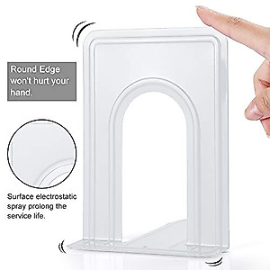Bookends, Metal Bookends Book Ends Economy Universal Nonskid Heavy Duty Bookends Shelves Office White 6.69 x 4.9 x 4.3in,3 Pair/6 Piece