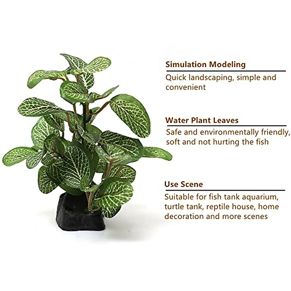 Otimark 2 Piece Realistic Faux Silk Aquarium Ficus Tree Cool Small Betta Fish Tank Grass Fake Artificial Plants Plastic Decorations Ornament