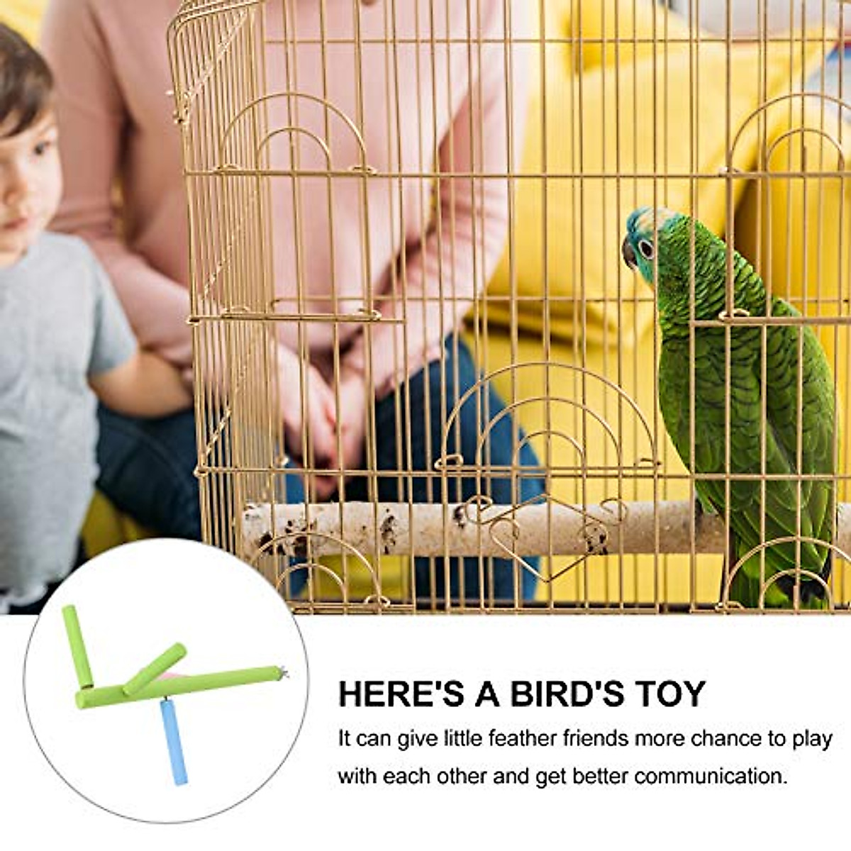 Wood Toys Perch Wood Parrot Perch Stand Paw Grinding Stick 4- Level Bird Ladder Toy Parrot Cage Accessories for Conures Cockatiels Lovebirds Small Parakeets Parrotlets Wooden Toys