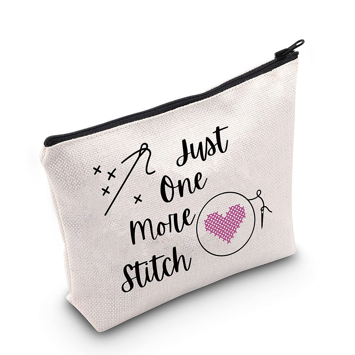 POFULL Cross Stitch Gift Just One More Stitch Cosmetic Bag Craft Love Gift (Just One More Stitch Cosmetic Bag)
