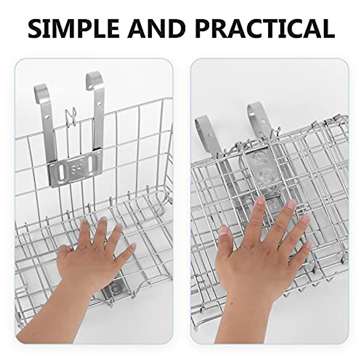 CIYODO 1pc Silver Rack Wire Holder with Baskets Metal Rear Hanging Folding Storage Bicycles Handlebar Bike Basket Cruisers for Accessories Lid Iron Back in Accessory Outdoor Collapsible