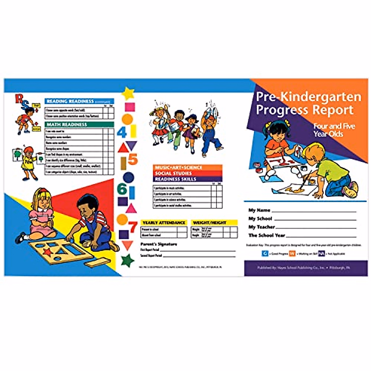 Flipside Hayes Publishing Pre-Kindergarten Progress Report (4 and 5 Year olds), Pack of 10 Multi