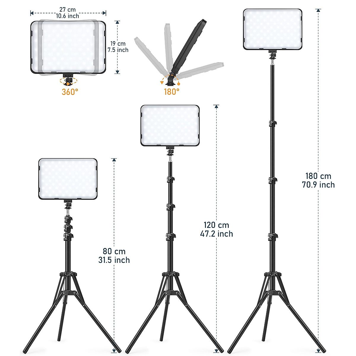 2 Pack Photography Video Lighting Kit, LED Video Light with 62'' Tripod Stand, Tinpops 2500-8500K Studio Streaming Lighting for Video Recording Live Game Podcast YouTube Portrait Photo Shooting