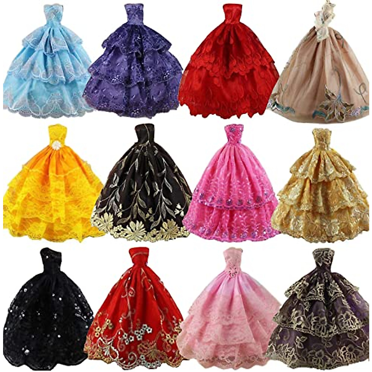 ZITA ELEMENT Lot 5 Handmade Fashion Party Dress Outfit for 11.5 Inch Girl Doll Clothes Xmas Gift- Random Style.