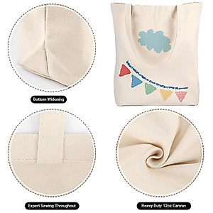 Segarty 6 Packs Large Canvas Tote Bags, 20X15 Inch Reusable Grocery Bags, Heavy Duty Shopping Bags with Bottom Gusset, Natural White Blank Cloth Shoulder Bags Perfect for DIY Crafting Decorating