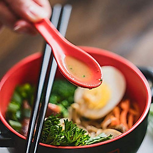Japanese Ceramic Ramen Bowl Set - Ramen Noodles Bowl with Chopsticks & Soup Spoon - Red Dragon Japanese Food Dish Set - Asian Food Serving Dishes - Gift Set - Pho Soup Bowl - Asian Rice Bowls - 42 oz