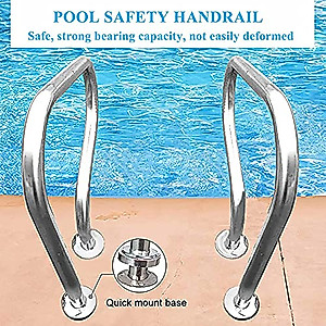 BTZHY 304 Stainless Steel Spa Handrail, Humanized Pool Railings w/Curved Structure Ladder Step Handrail for Garden Backyard Pools Easy to Install (1PCS)