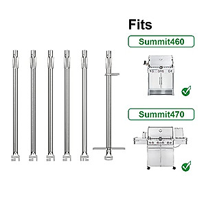 SafBbcue 67557 Grill Burner Tubes for Weber Summit 460 470 Gas Grills, Replacement for Weber Summit Burner Tubes, 6 Pack