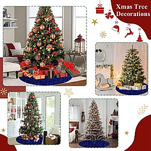 FUHSY Royal Blue 36 Inches Sequin Christmas Tree Skirt Velvet Glitter Personalized Tree Skirts Blue Tree Skirt Sparkle Christmas Skirt Tree for Halloween 6FT Christmas Tree Decorations Ornaments