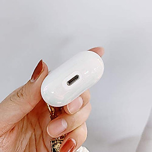 Ownest Compatible for AirPods Case with Pearl Keychain Bling Rainbow Glitter Cute Girls Boys Woman Case Hard PC Cover Case for Airpods 2 &1,Cute for Airpods-White