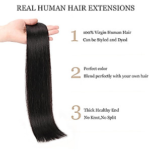 Clip In Extensions Human Hair,Double Weft Remy Hair 70g 7pcs Silky Straight 12 Inches #1B Natural Black Clip in Hair Extensions
