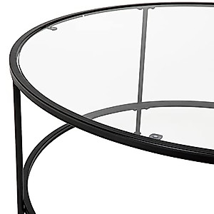 Flash Furniture Astoria Collection Round Coffee Table - Modern Clear Glass Coffee Table - Matte Gold Frame