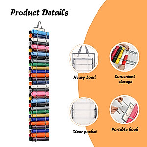 DKHDBD Vinyl Roll Holder with 60 Compartments and Keeper with Door Hooks and Strap, Clear Vinyl Organizers Holder Wall Mount for Home Craft Closet Wall Door (Grey)