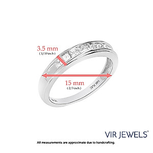 VIR JEWELS 1/2 carat (ctw) Diamond Wedding Anniversary Band for Women, Half Eternity Princess Cut Square Diamond Engagement Ring 14K White Gold 7 Stones Channel Set 0.50 cttw, Size 8.5