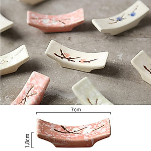 Chopsticks Display Holder 8Pcs Ceramic Chopsticks Rest, Japanese Style Chopsticks Holder Paint Brush Stand Holder Set Spoon Forks Tableware Rest Japanese Chopsticks Holder(Random Color)