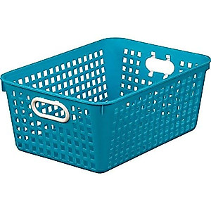Really Good Stuff - 666014 Plastic Storage Baskets for Classroom or Home Use – Stackable Mesh Plastic Baskets with Grip Handles – Bright Neon Colors – 13" x 10" (Set of 6)