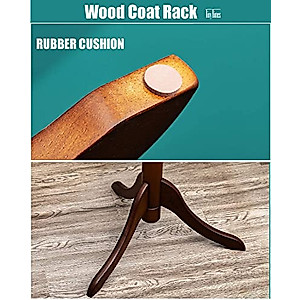 TinyTimes Wooden Coat Rack Free Standing, Sturdy Rustic Hall Tree Coat Tree Coat Hanger with 8 Hooks, for Coat, Hat, Clothes, Scarves, Handbags, Umbrella (Dark Brown)