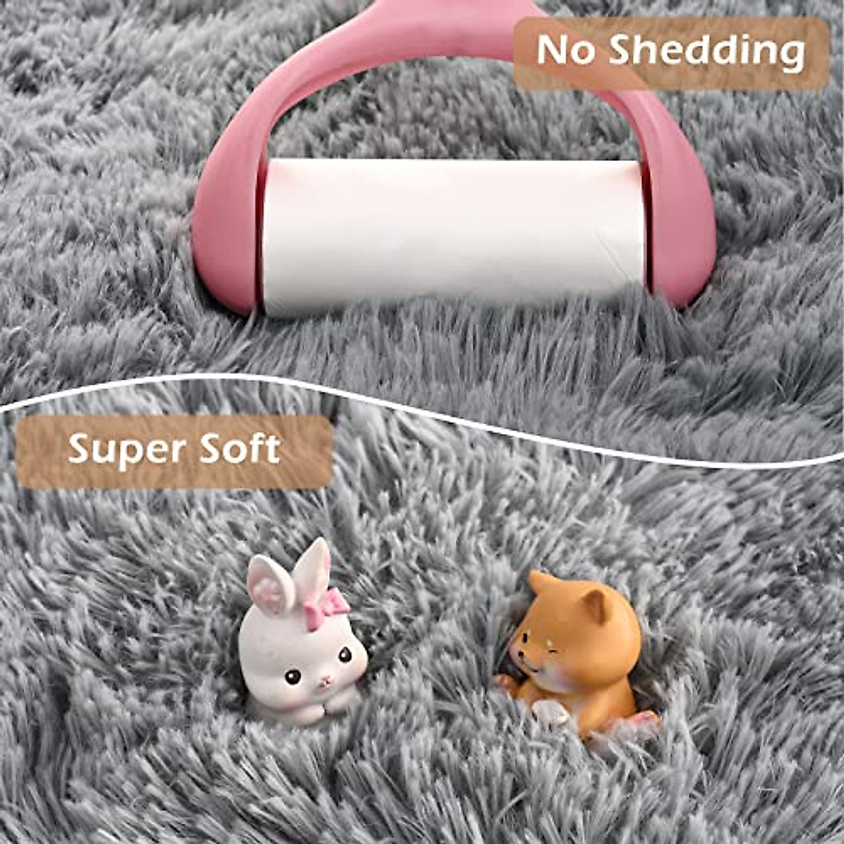 Przemy Fluffy Bedroom Rug 4 x 6 Ft Area Rugs for Living Room, Super Soft Shag Rug, Indoor Modern Fluffy Carpet Rugs for Bedroom Kids Girls Room Dorm Home Decor, Non-Slip Plush Nursery Rug, Grey