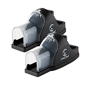 OWLTRA in-/Outdoor Safe Tunnel Snap Mouse Trap 2PCS, Instant Kill Rodent Snap Trap with Clear Tunnel Entry, Touch-Free Release, and Powerful Snap, Black,TST-217