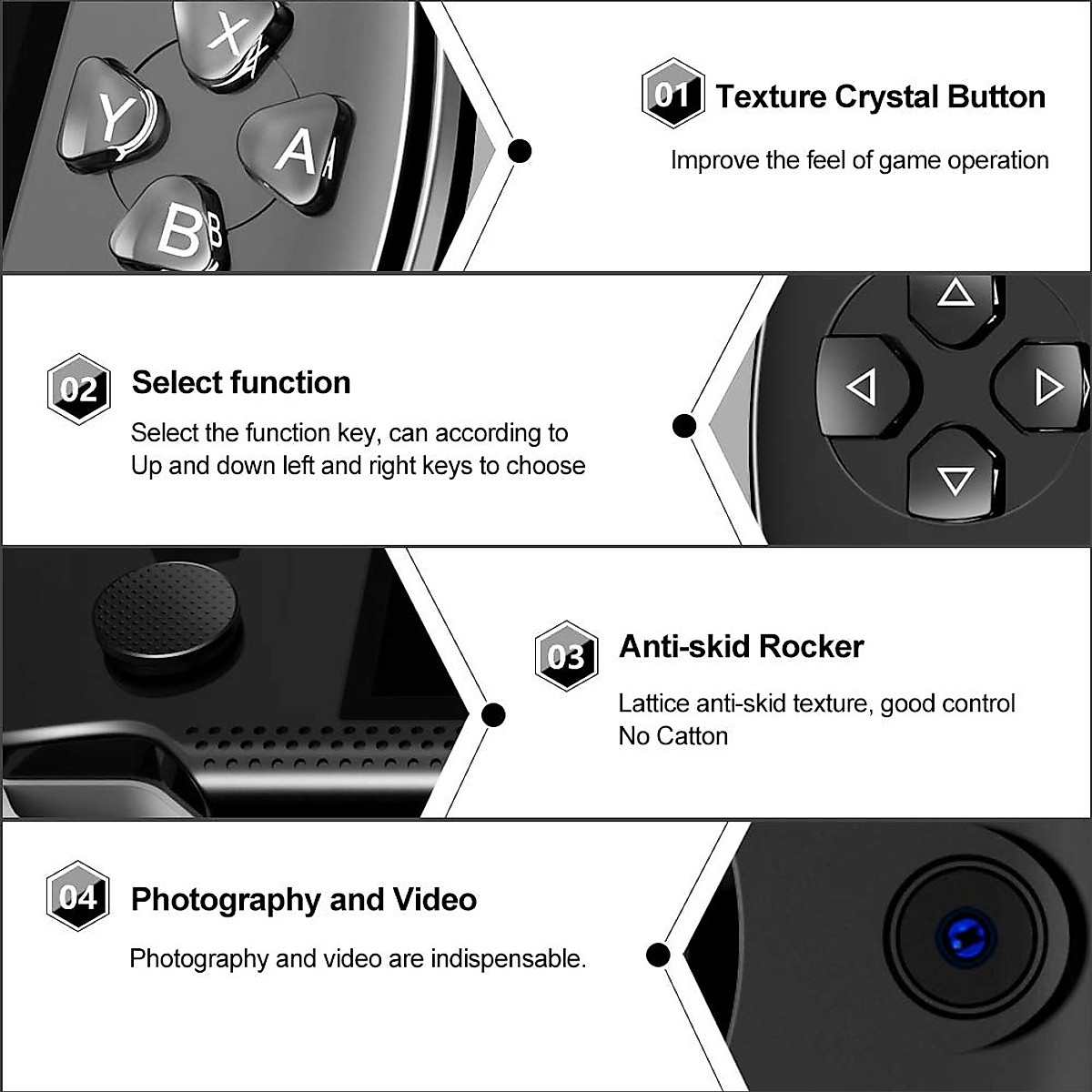 DesirePath Handheld Game Console, Portable Video Game Console, 8GB 4 inch Screen 10000 Classic Games Handheld Video Game Player Support Multiple Game formats, Black