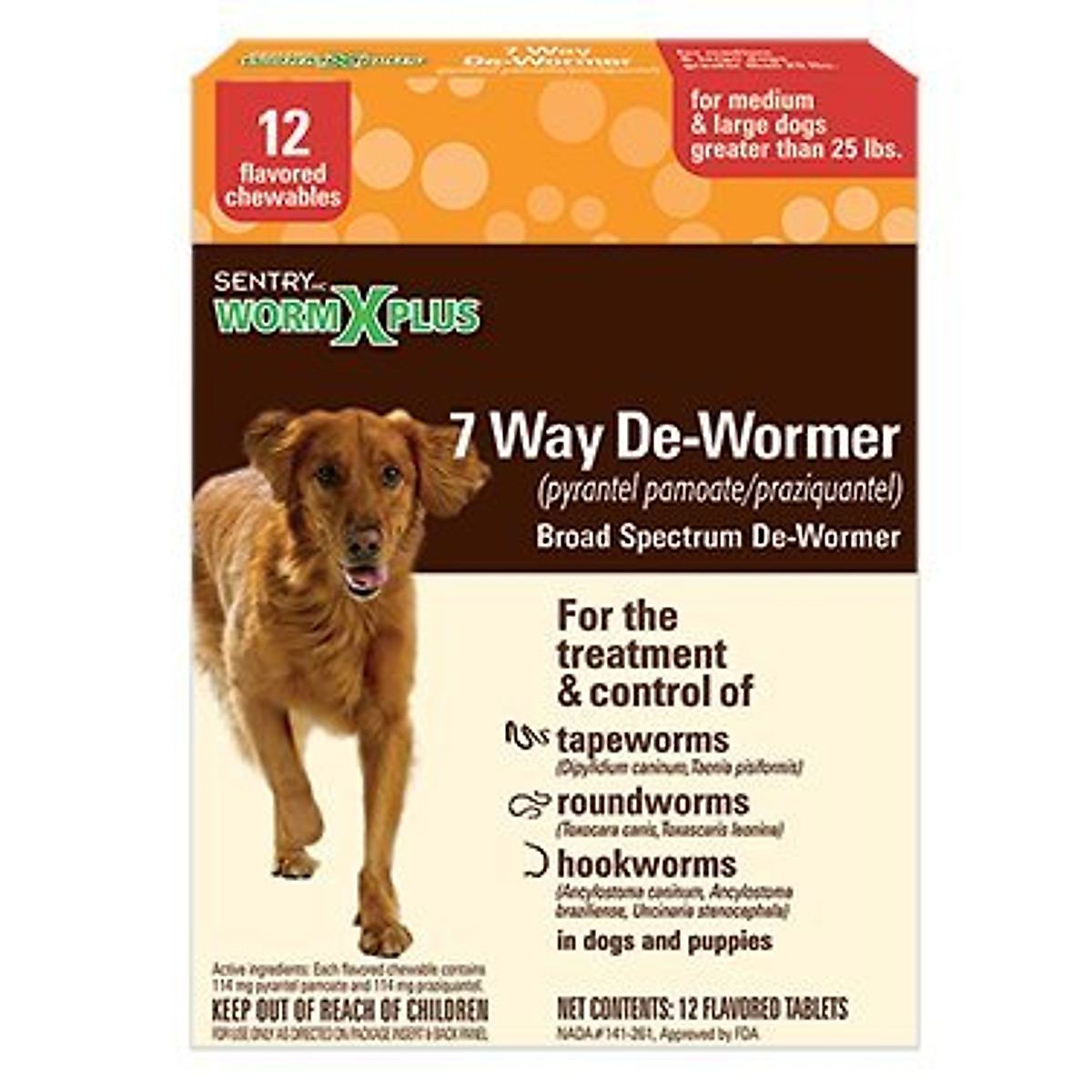 SENTRY Worm X Plus 7 Way DeWormer Large Dogs (12 count)