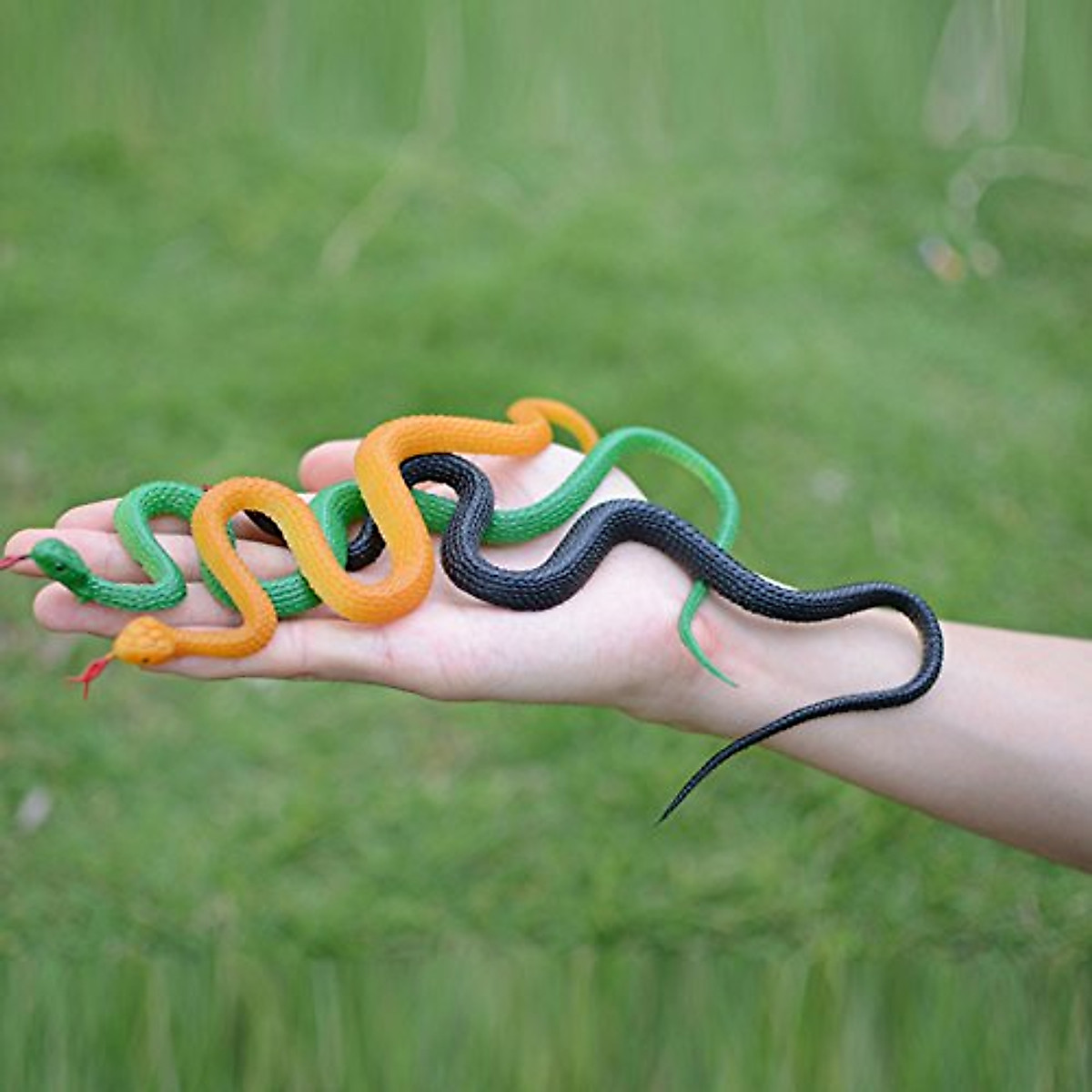 ZHANGLI Fake Snake, Small Rubber Snakes Simulation Snakes Realistic Rain Forest Snakes Toys for Halloween Party Animals Prank Funny Toy