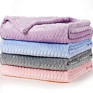 4 Pcs Baby Girl Blankets, Plush Flannel Baby Blanket, Soft and Warm Throw Blankets for Newborn Infant and Toddler, Fleece Blanket for Crib Stroller (30 x 40 Inch)
