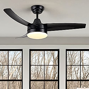 Wellspeed Ceiling Fans with Lights, Black Ceiling Fan, 42 Inch Modern Ceiling Fan with Remote Control，Adjustable Light and Dark， for Bedroom, Living Room, Patios