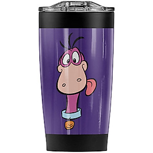 Logovision The Flintstones Dino Face Stainless Steel Tumbler 20 oz Coffee Travel Mug/Cup, Vacuum Insulated & Double Wall with Leakproof Sliding Lid | Great for Hot Drinks and Cold Beverages