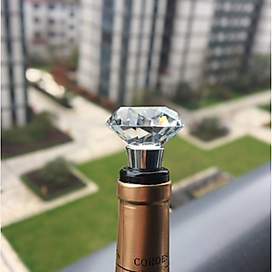 Wine Stoppers, Decorative Crystal Diamond Wine Bottle Stoppers with Gift Box Beverage Reusable Wine Corks Plug Keep Fresh Set of 3 Diamonds