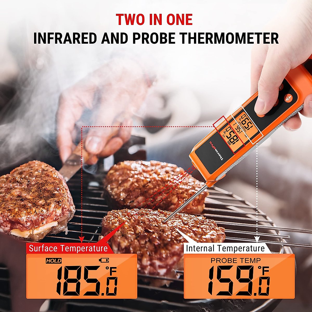 ThermoPro TP511 Digital Candy Thermometer + ThermoPro TP420 2-in-1 Instant Read Thermometer for Cooking