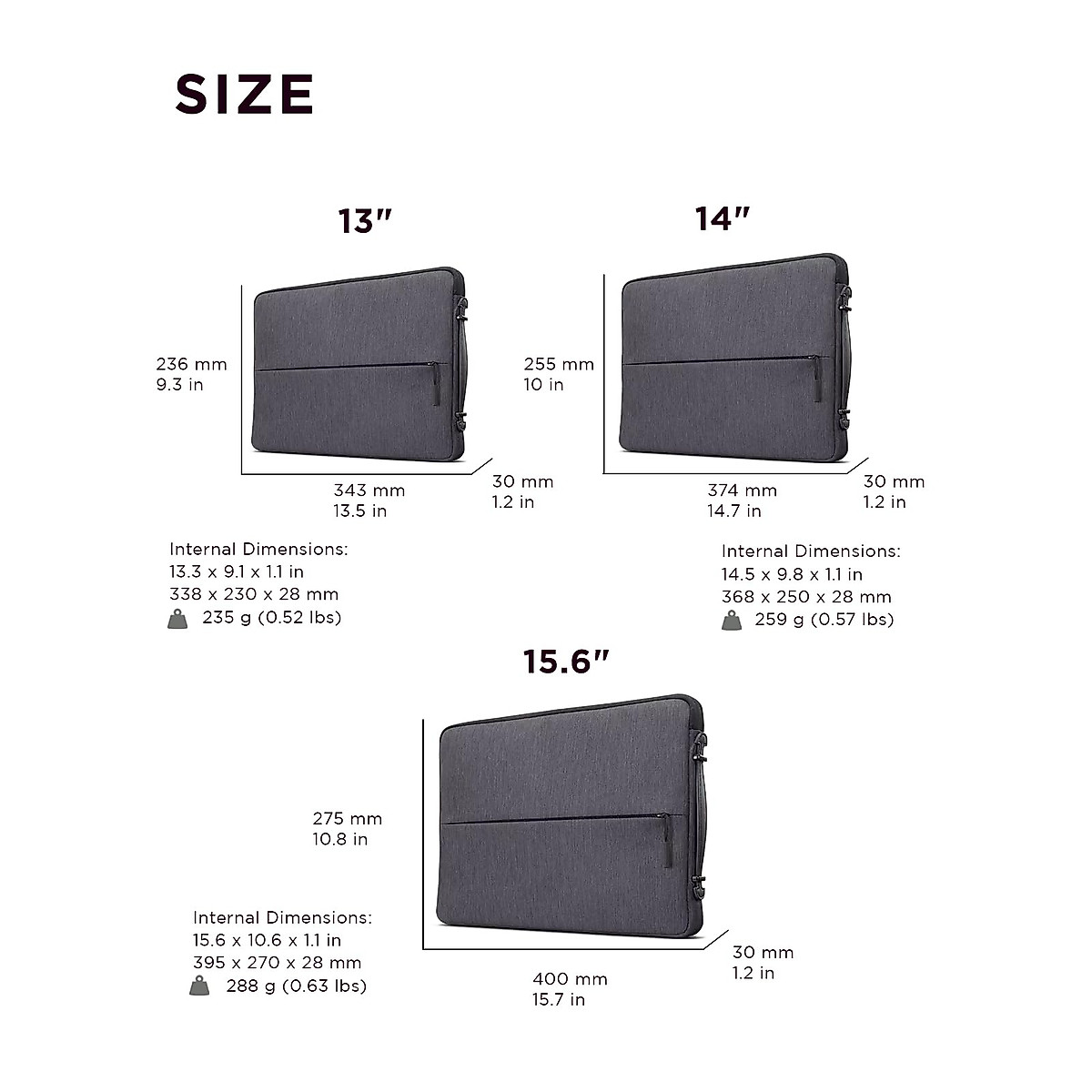 Lenovo Urban Laptop Sleeve 15.6 Inch for Laptop/ Notebook/Tablet Compatible with MacBook Air/Pro Water Resistant - Charcoal Grey