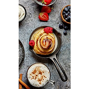 Mirro 4.5" Cast Iron Mini Skillet for Frying Pan with Drip-Spouts, Pre-seasoned Oven Safe Cookware for Camping, Indoor and Outdoor use, Black