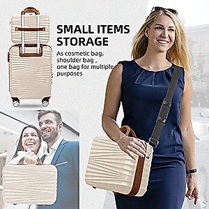 LEAVES KING Luggage 5 Piece Sets, Hard Shell Luggage Set Expandable Carry on Luggage Suitcase with Spinner Wheels Durable Lightweight Travel Set for Men Women(14/18/20/24/28, White)