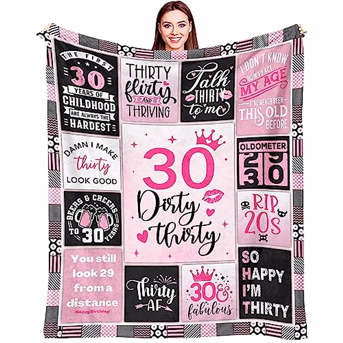 30th Birthday Gifts for Her, 30 Year Old Birthday Gifts for Women, Birthday Gifts for Woman Turning 30, Dirty 30 Birthday Decorations for Her, Funny 1993 Birthday Gift Throw Blanket 60X50 Inch